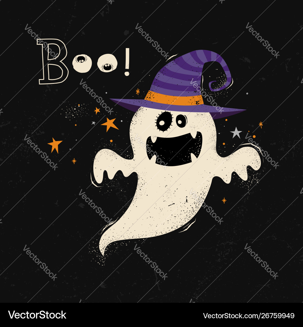 Cute Halloween Ghost Card Royalty Free Vector Image