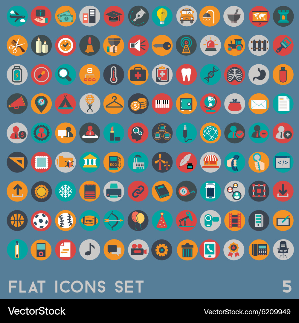 Flat icons design modern big set of various Vector Image