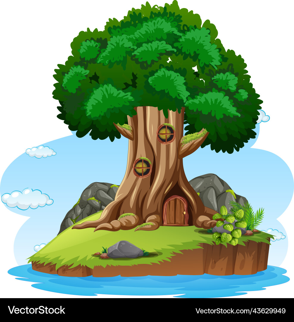 Großer Baum isoliert Cartoon Lizenzfreies Vektorbild