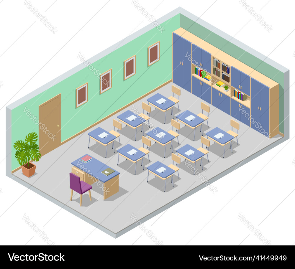 Isometric empty school classroom education Vector Image