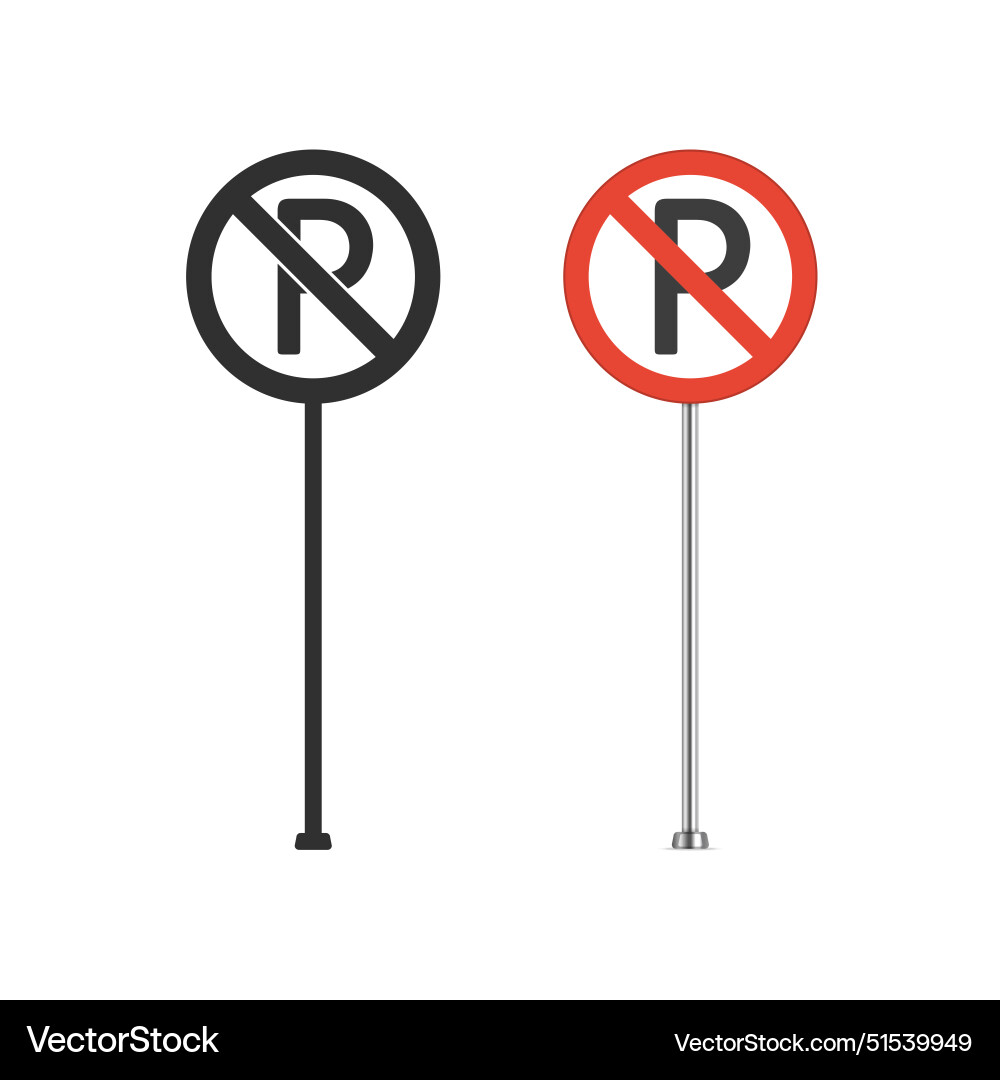 No parking red round sign Royalty Free Vector Image
