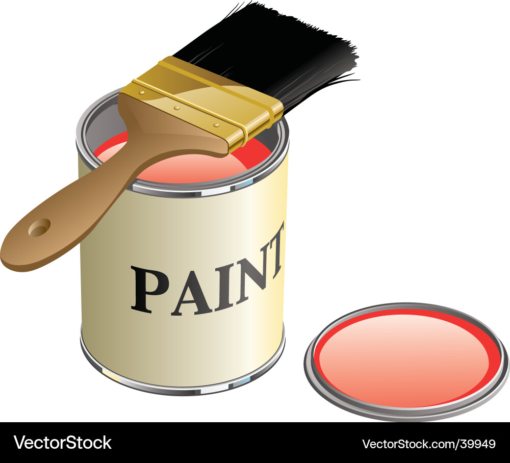 Paint can and brush Royalty Free Vector Image - VectorStock