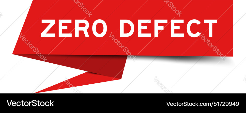 Red color speech banner with word zero defect on Vector Image