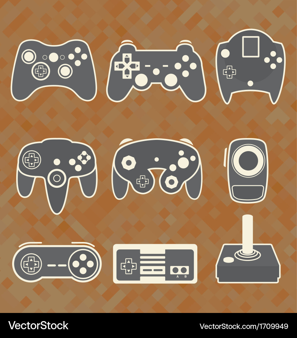 Retro video game controllers Royalty Free Vector Image