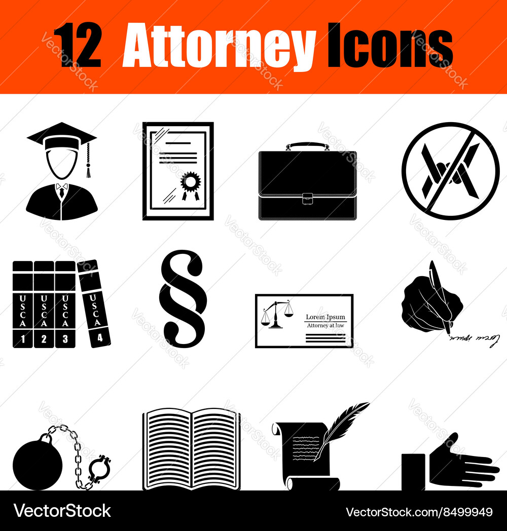 Set of attorney icons Royalty Free Vector Image