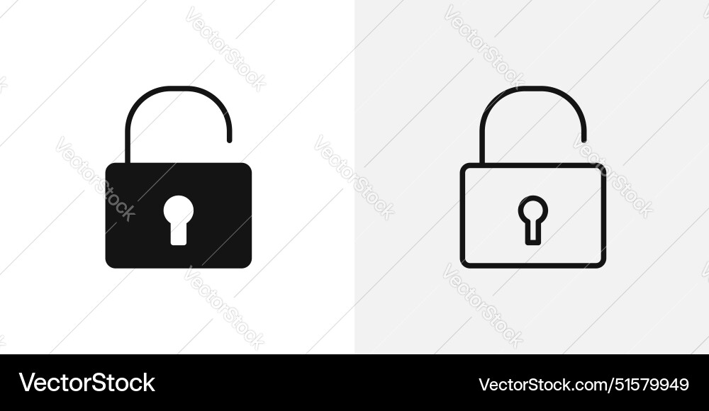 Unlock icon set Royalty Free Vector Image - VectorStock