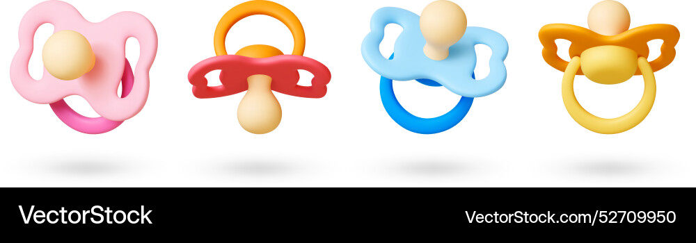 3d pacifier realistic render pacifiers Royalty Free Vector