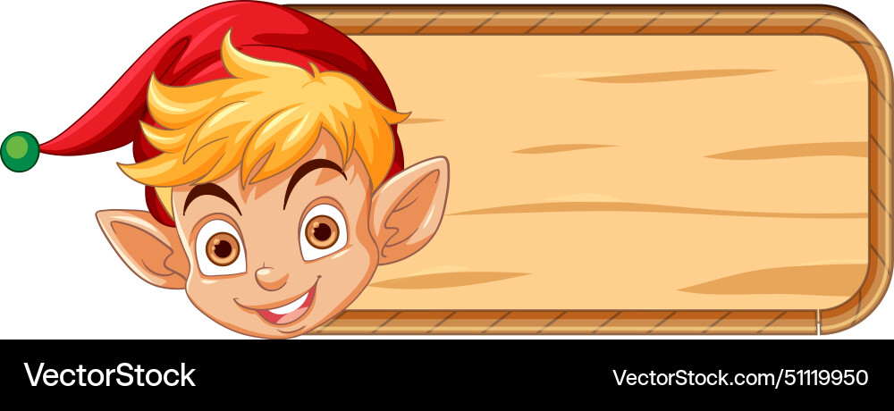 A happy elf holding sign Royalty Free Vector Image