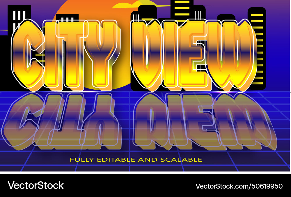 City view editable text effect 3 dimension emboss Vector Image