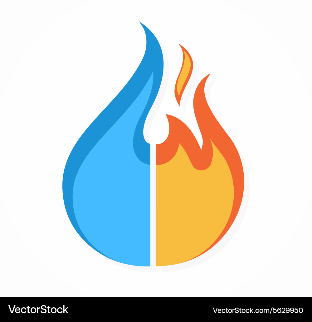 Fire and water logo or icon Royalty Free Vector Image