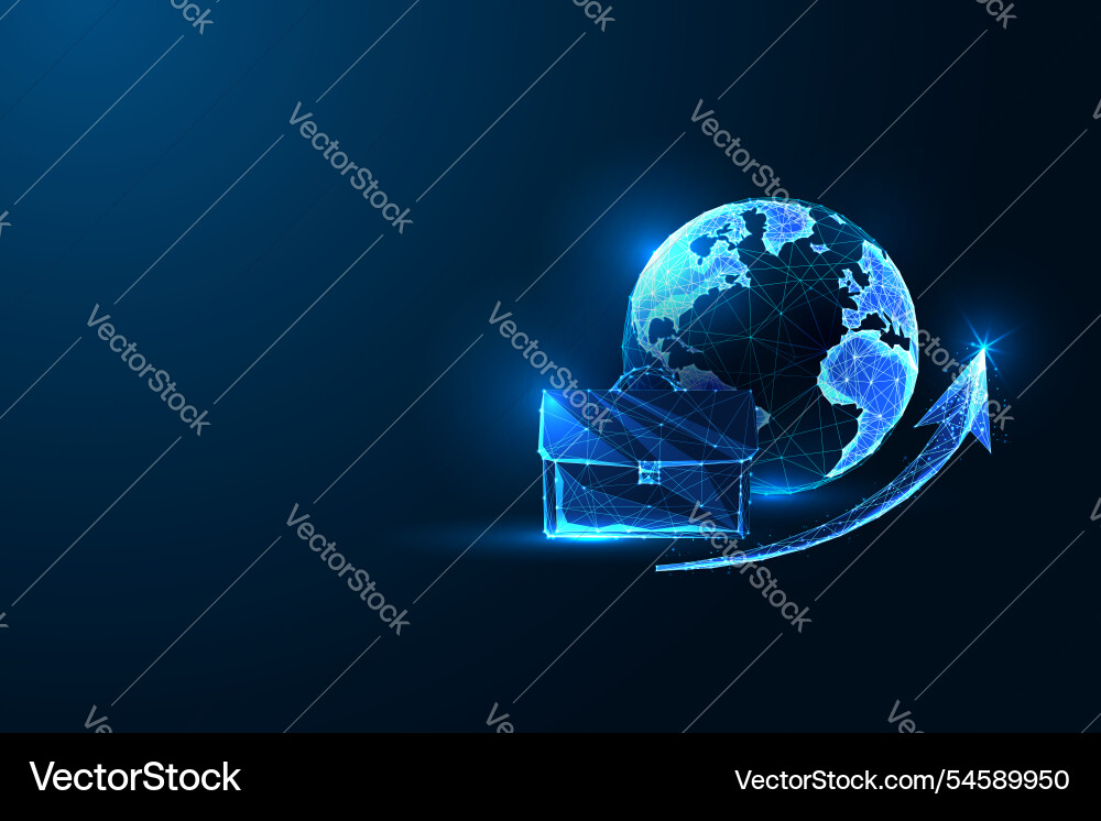 Global business growth concept with glowing globe Vector Image