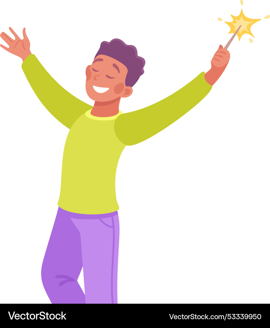 Holiday with man character firecracker Royalty Free Vector