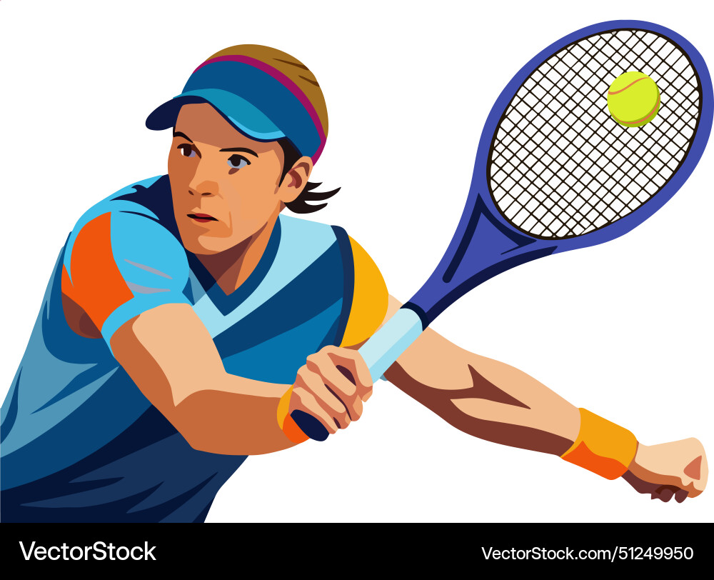 Intense tennis player ready for serve Royalty Free Vector