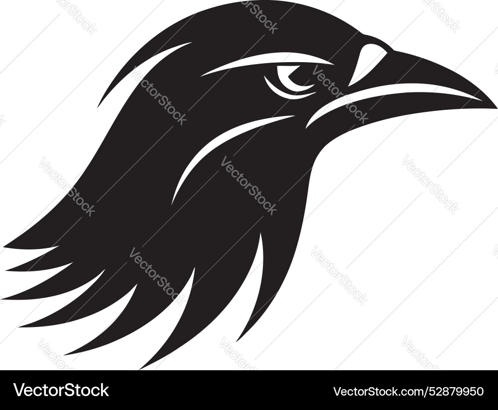 Minimalistic black bird crest abstract raven badge