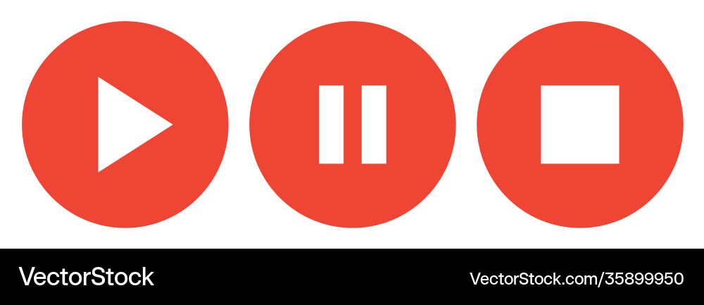 Play pause and stop button set Royalty Free Vector Image