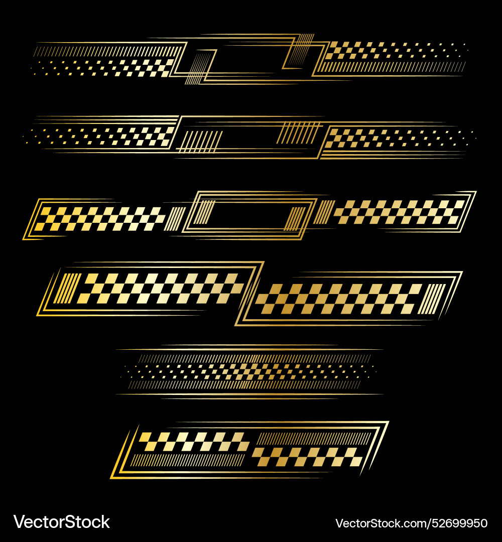 Racing sport golden gradient decals Royalty Free Vector