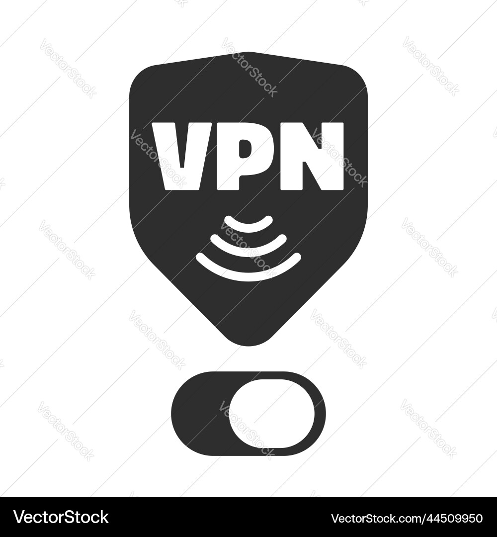 Vpn button icon black and white isolated graphic Vector Image