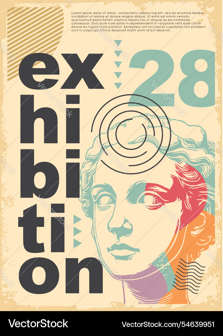 Antique Statue Exhibition Poster Royalty Free Vector Image