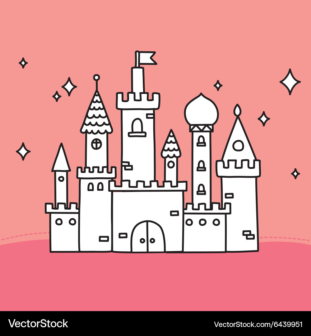 Cute Cartoon Castle Doodle Royalty Free Vector Image