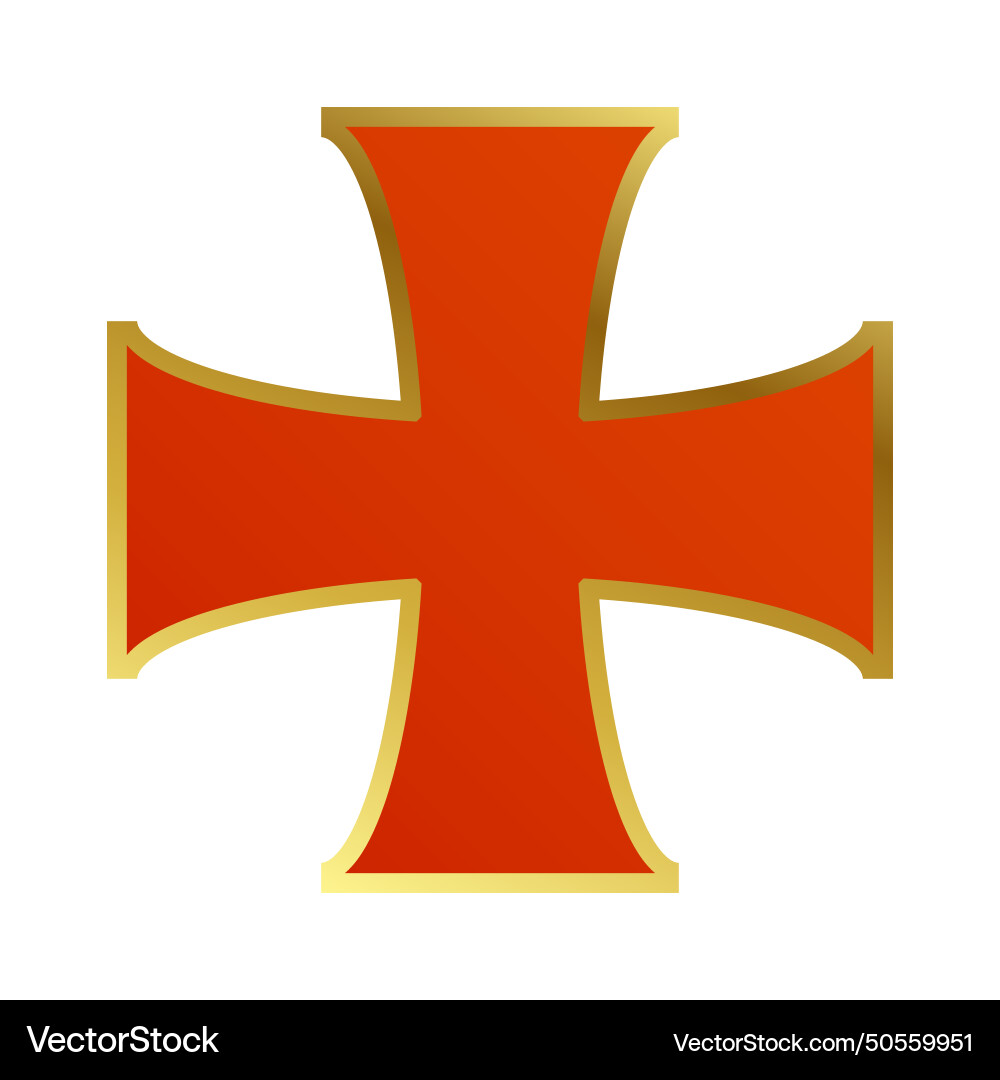 Knights templar cross with a gold border Vector Image
