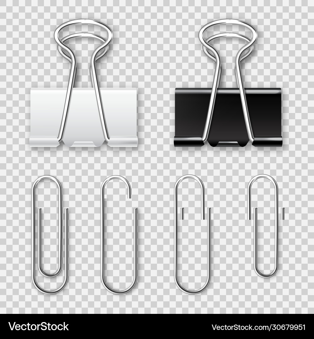 Realistic paper binders collection metal Vector Image