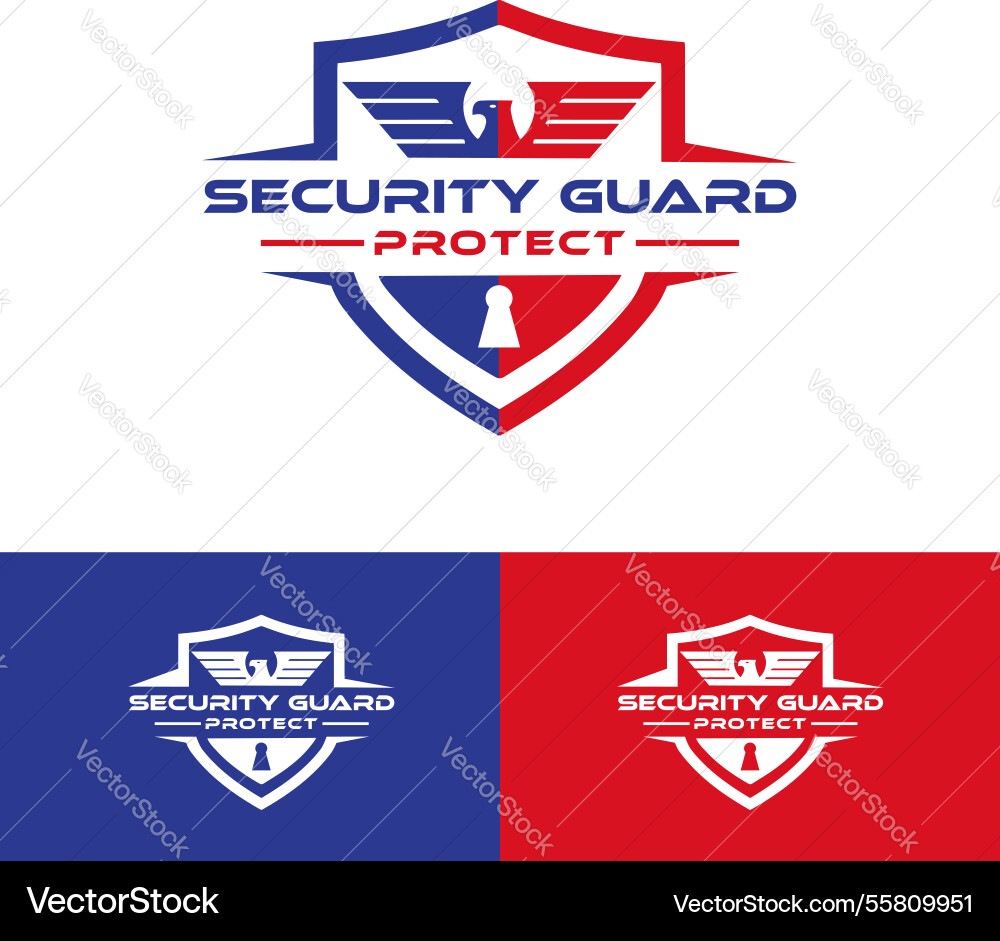 Security guard logo protection lock Royalty Free Vector