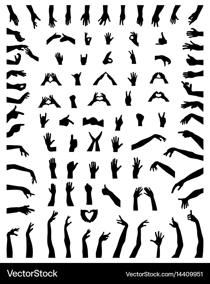 Silhouettes of hands Royalty Free Vector Image
