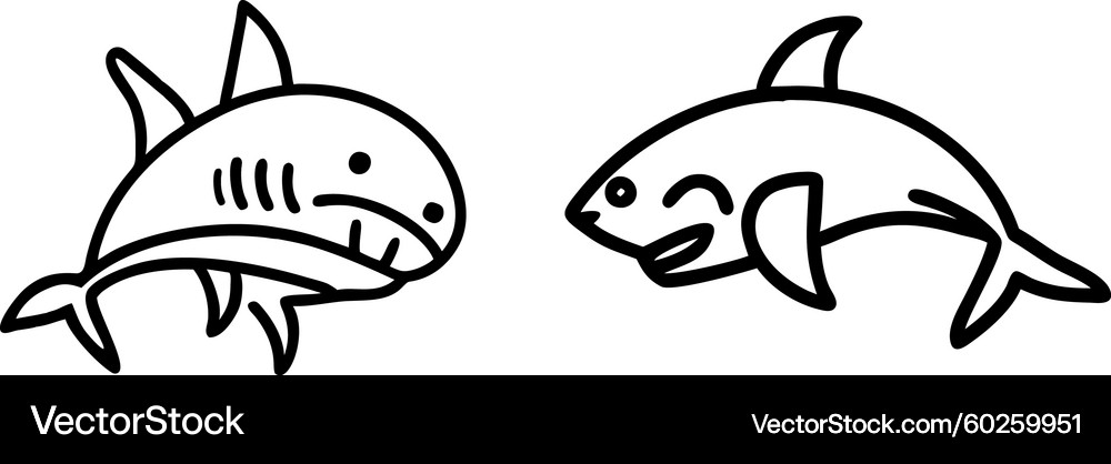 Two Cartoon Sharks (60259951) – Royalty-Free Vector | VectorStock
