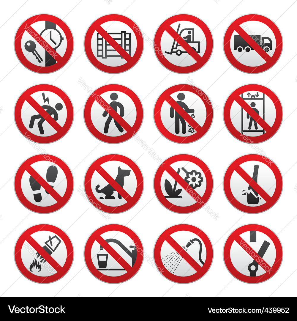 A set of signs prohibiting Royalty Free Vector Image