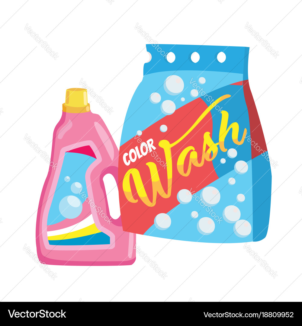 Cartoon washing powder laundry Royalty Free Vector Image
