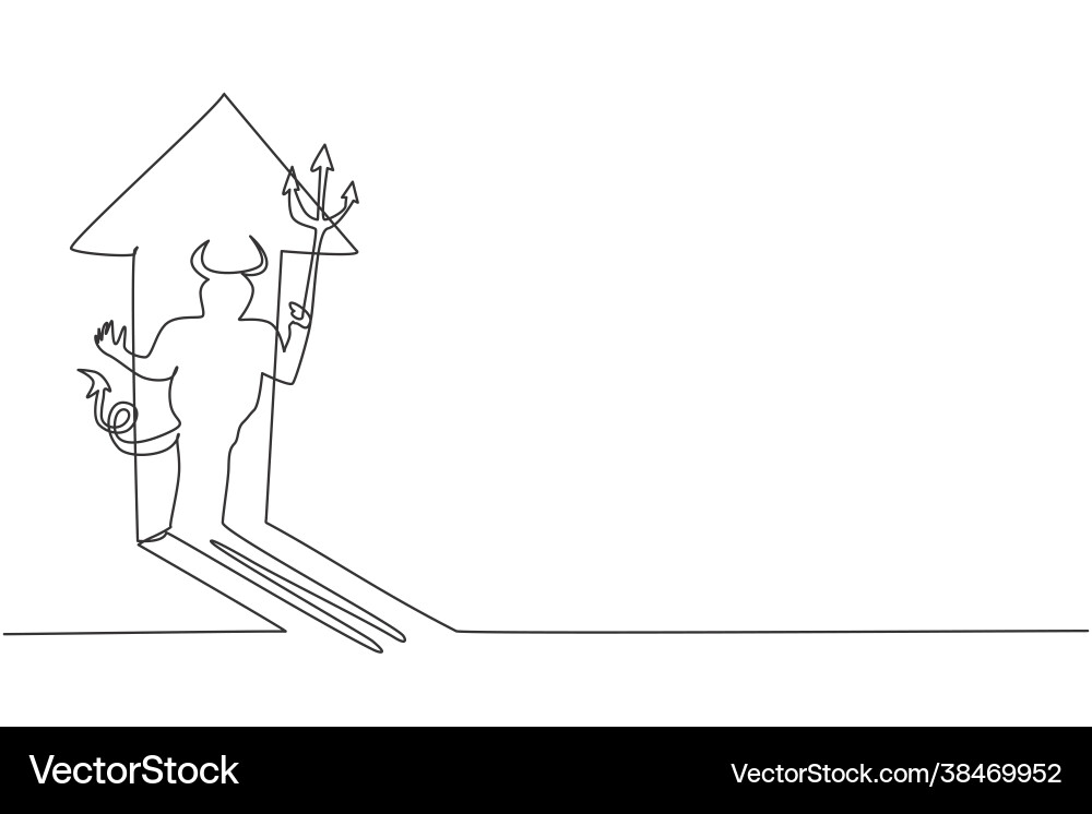 Continuous one line drawing dangerous demon Vector Image