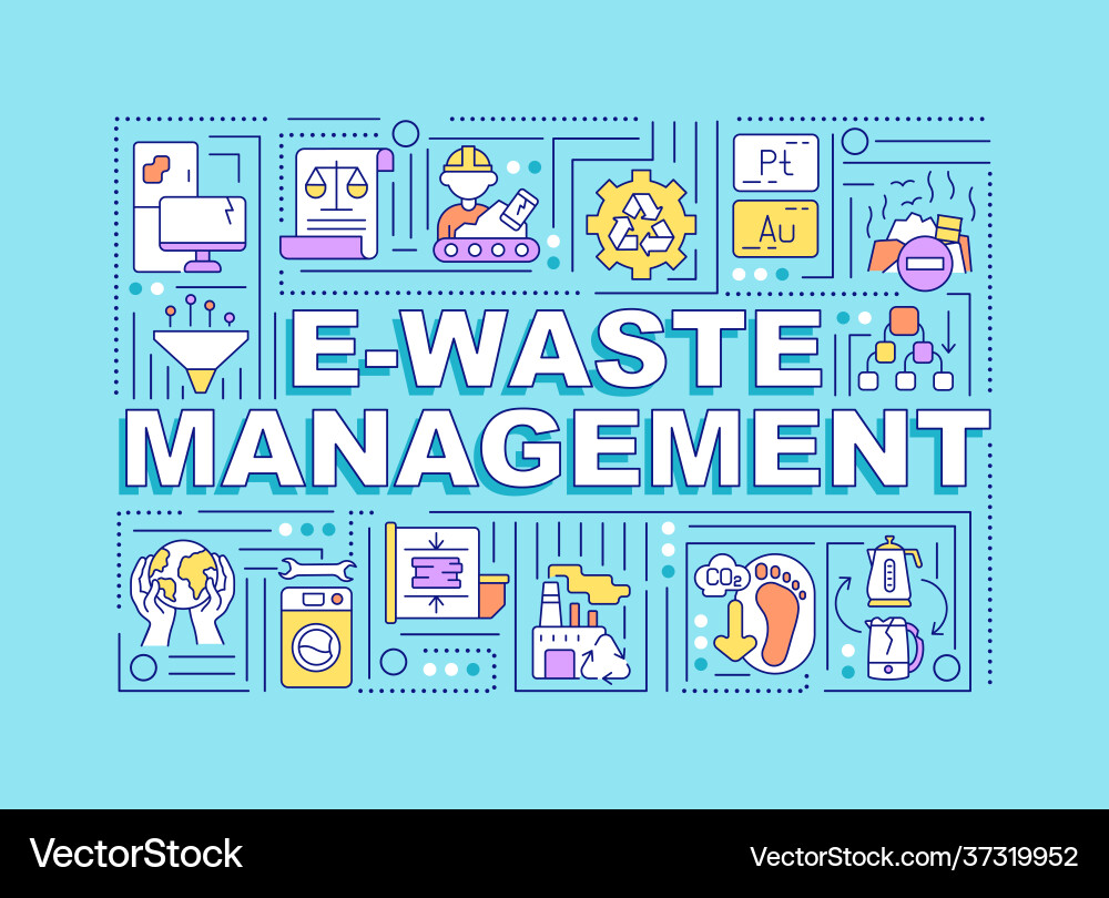 E-waste management word concepts banner Royalty Free Vector