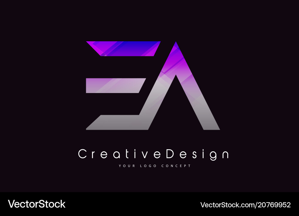Ea letter logo design purple texture creative Vector Image