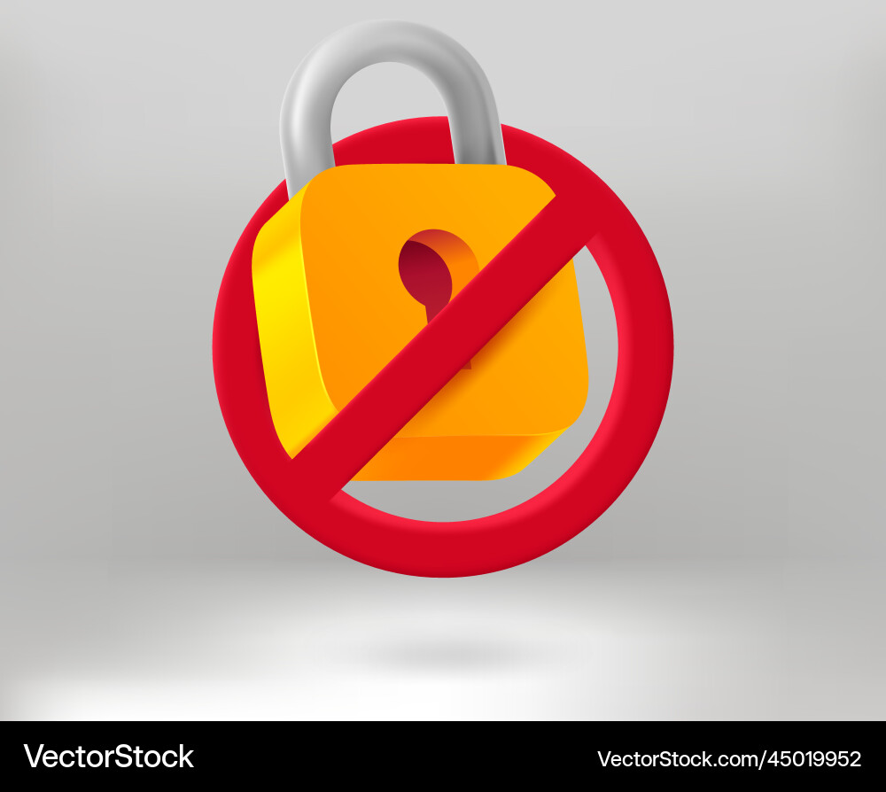 Stop locking concept with lock icon 3d Royalty Free Vector