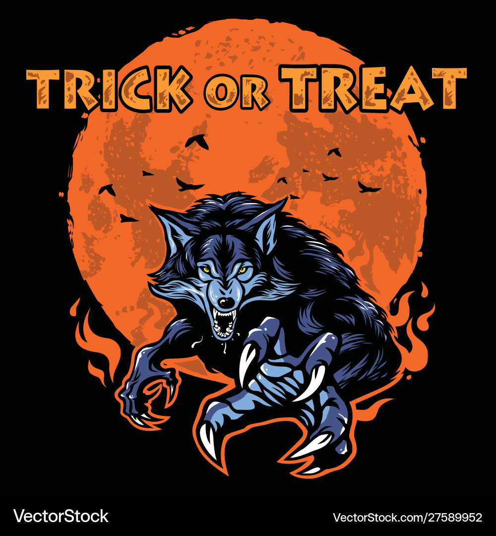 Werewolf halloween poster character design Vector Image