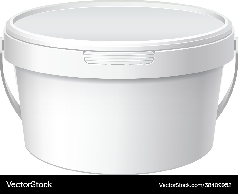White plastic bucket with lid product Royalty Free Vector
