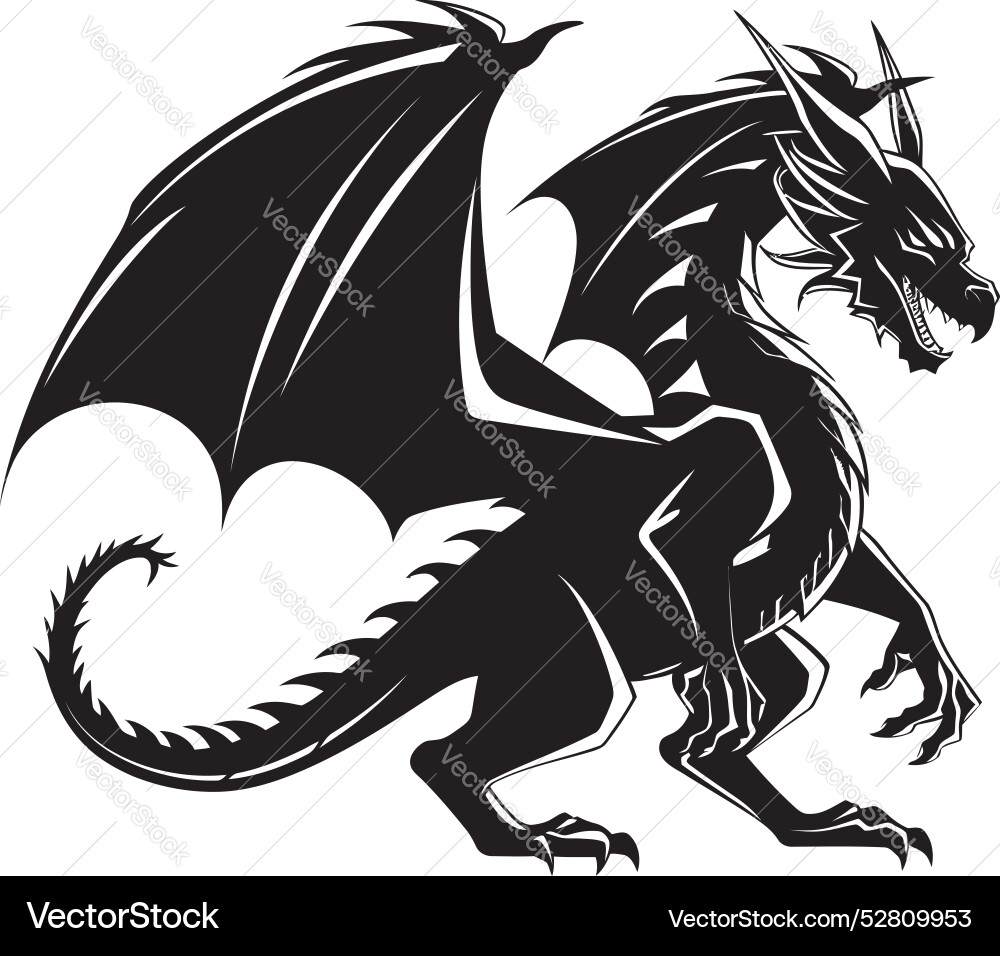 Ancient sentinel full body dragon logo icon Vector Image