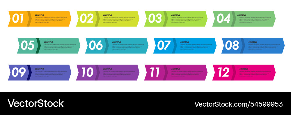 Bullet points numbers from 1 to 12 list markers Vector Image