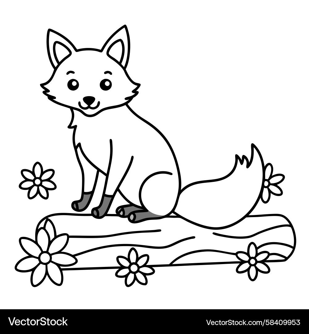 Cute Fox Coloring Page - Forest Animals – Royalty-Free Vector | VectorStock