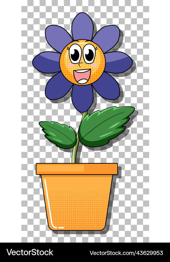 Flower cartoon character in pot Royalty Free Vector Image