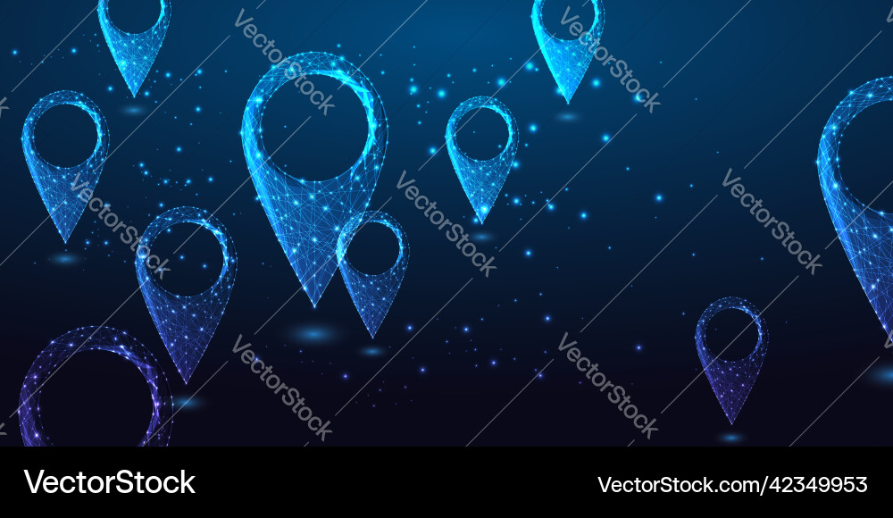 Futuristic pin location markers journey Royalty Free Vector