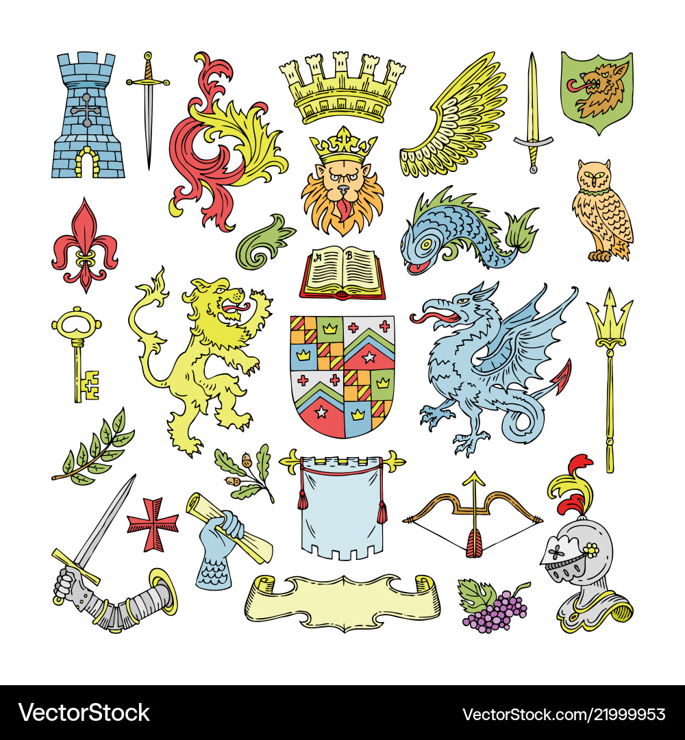 Herald heraldic shield and heraldry vintage Vector Image