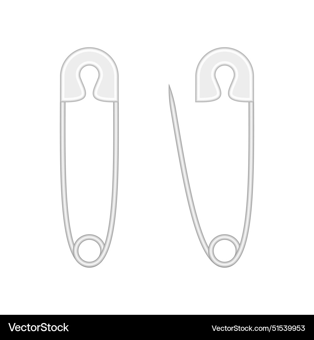 Open and closed safety pin Royalty Free Vector Image