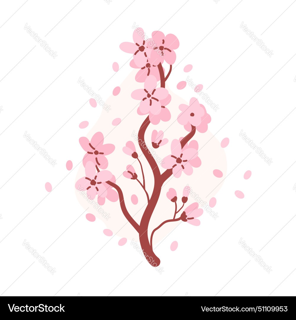 Sakura tree branch floral composition japanese Vector Image