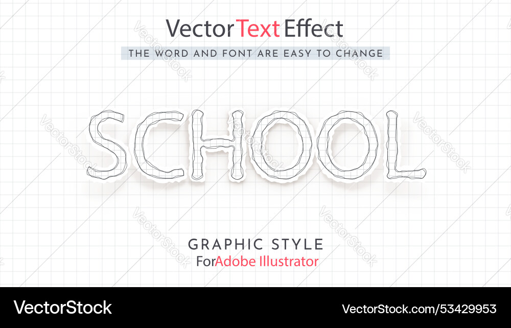 School paper text effect graphic style mockup Vector Image