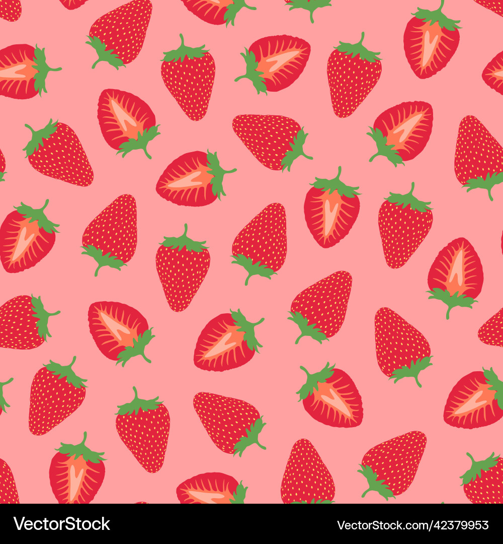 Seamless strawberry pattern - hand drawn design Vector Image