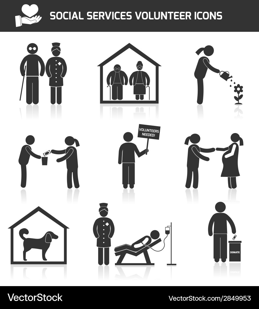 Social services icons set black Royalty Free Vector Image