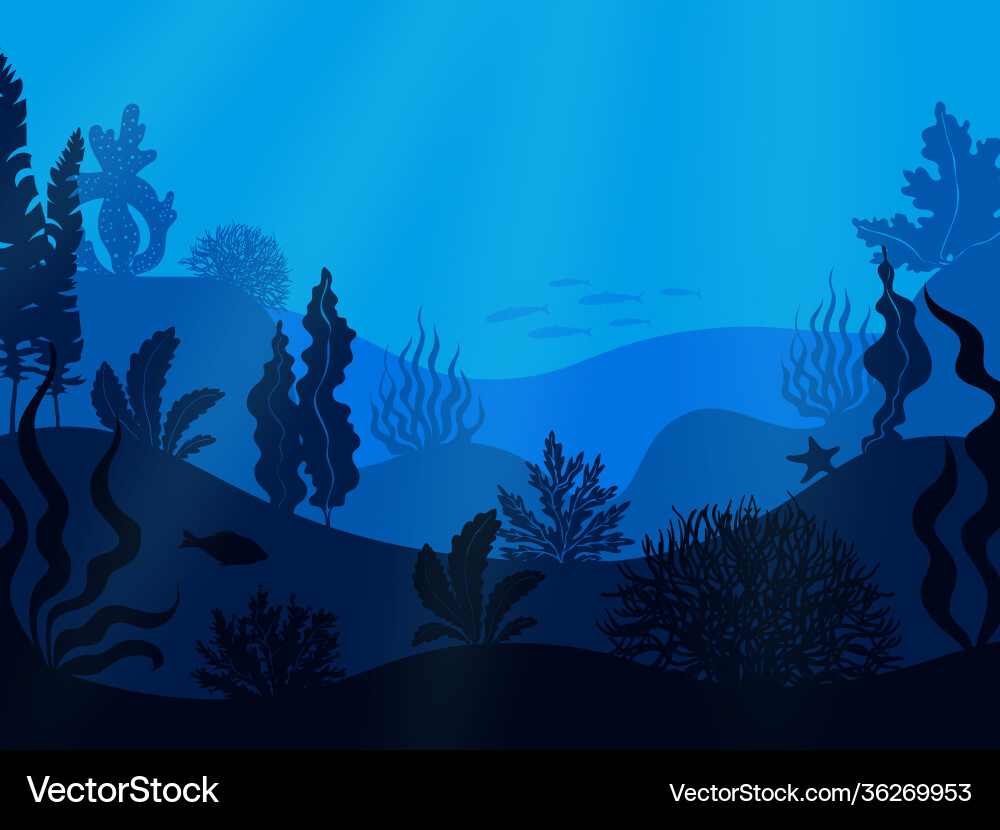 Underwater seabed deep ocean seascape undersea Vector Image