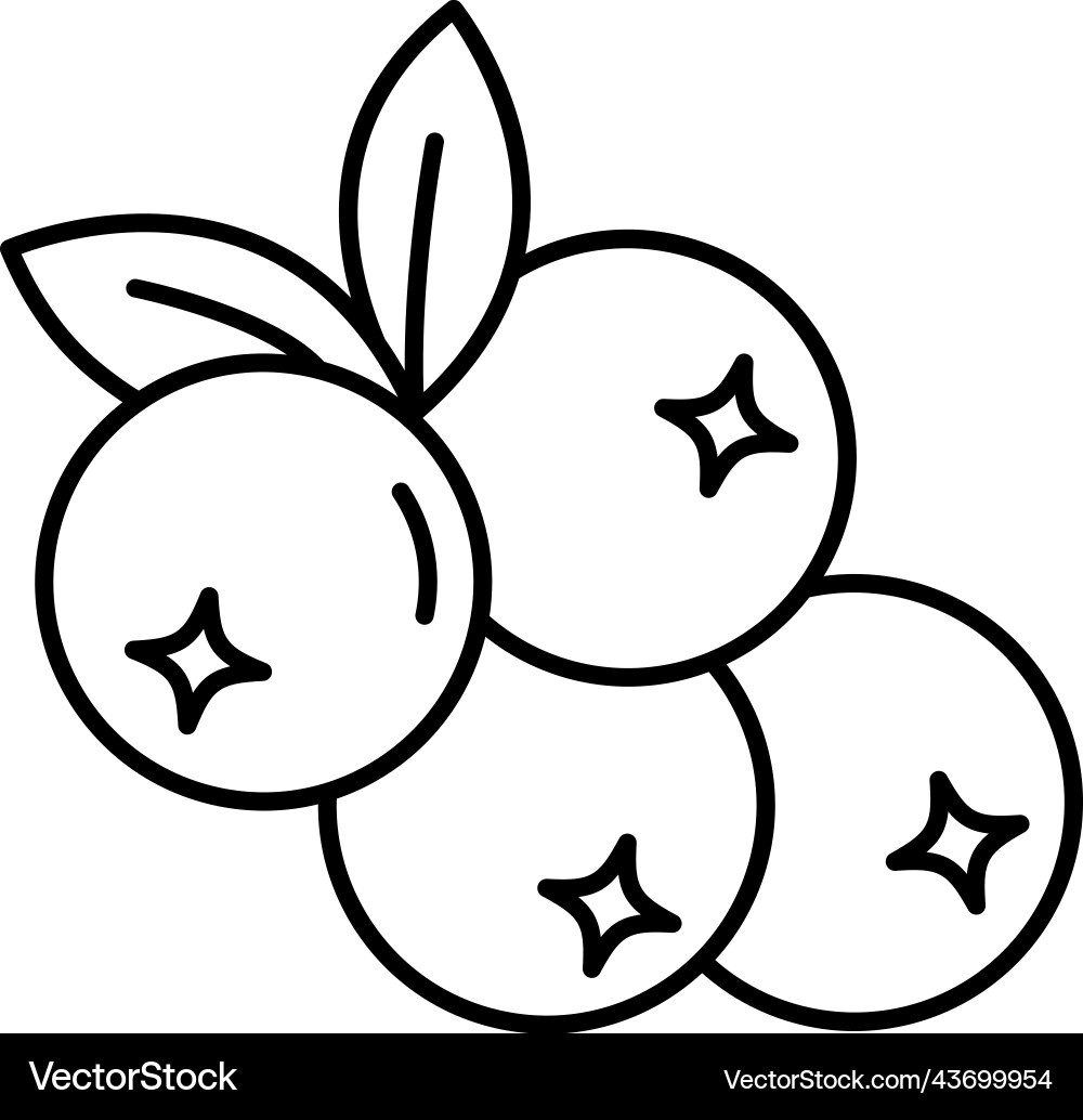 Blueberry line art icon design template Royalty Free Vector