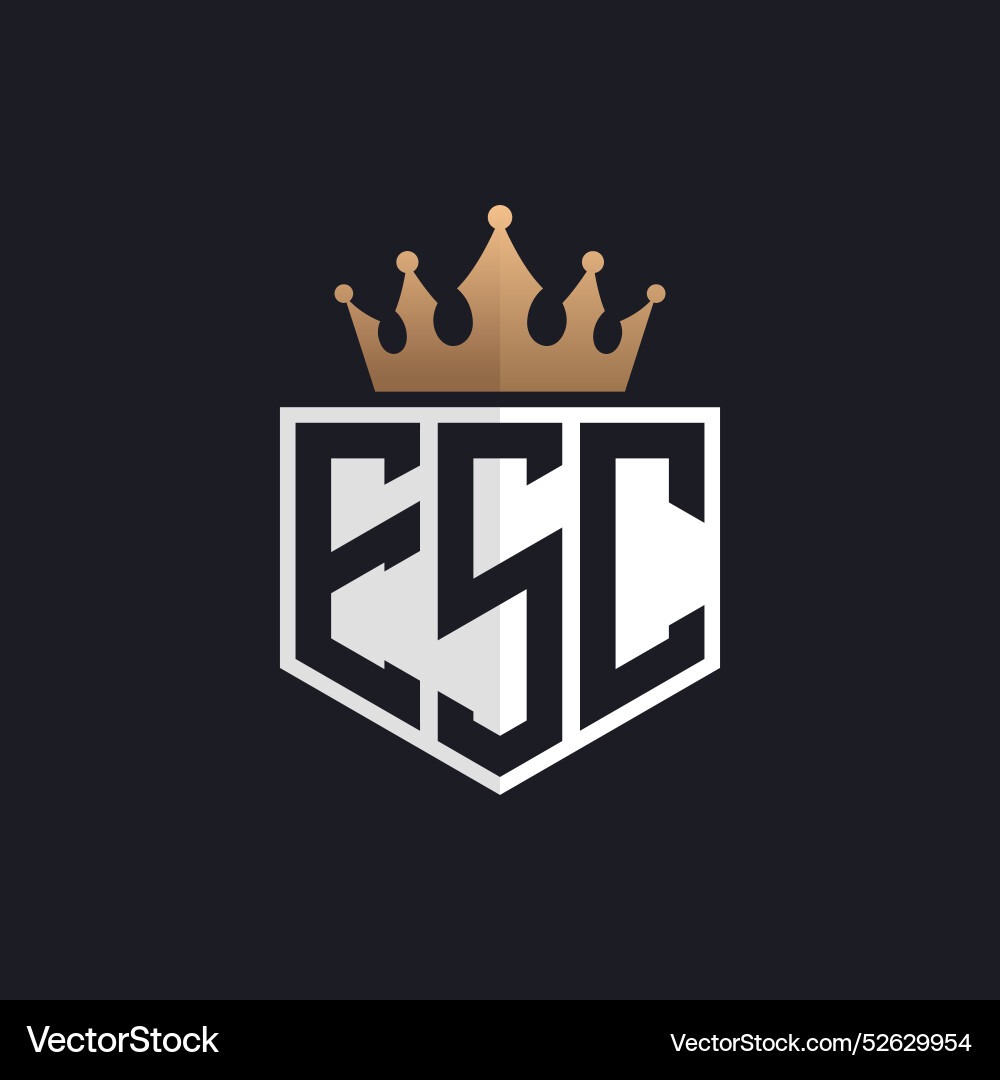 Luxury esc logo with crown elegant initials Vector Image